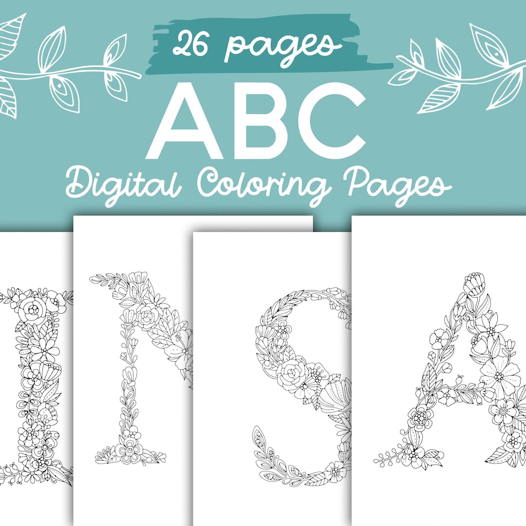 ABC, All Letters, Monogram, INSTANT DOWNLOAD Coloring Page, Color at ...