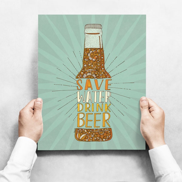 It's Beer O'clock Wall Art, Art Print, Beer Print, Bar Print, Basement ...