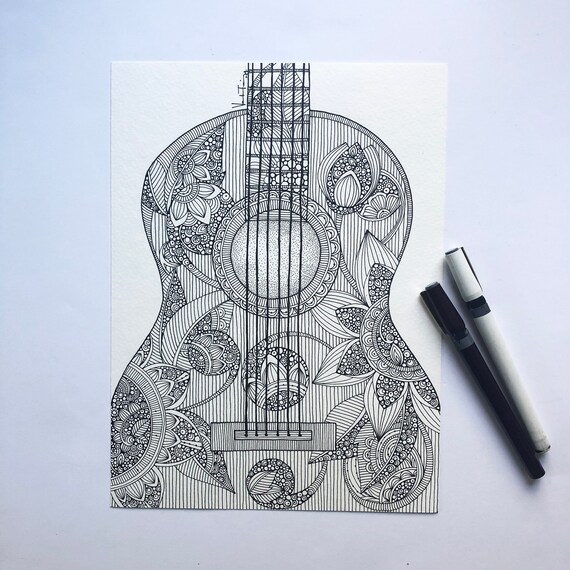 Electric Guitaroriginal Pen And Ink Drawing