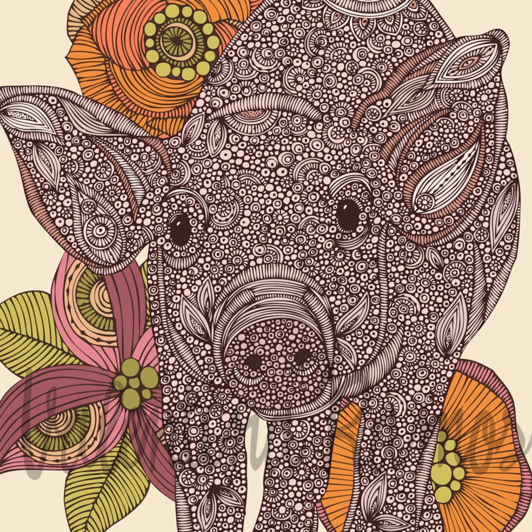 Pinky - Print 8x10 - Decor - Room Decor - Flowers - Doodle Art ...