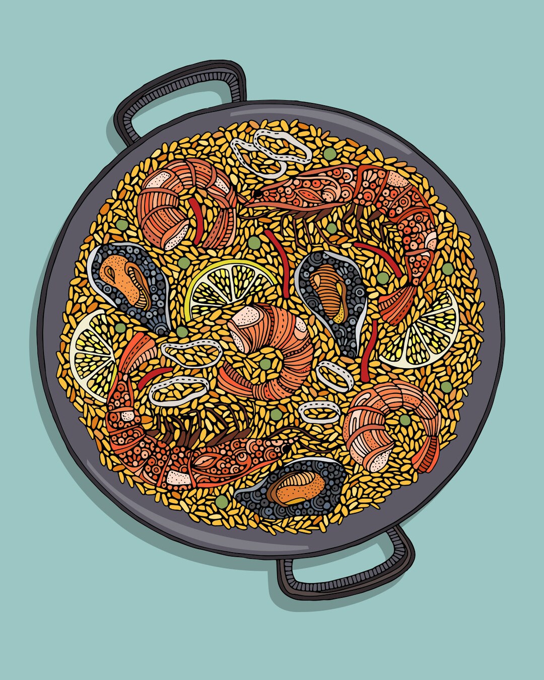 Paella Wall Art, Kitchen Print, Housewarming Gift, Kitchen Decor, Home ...