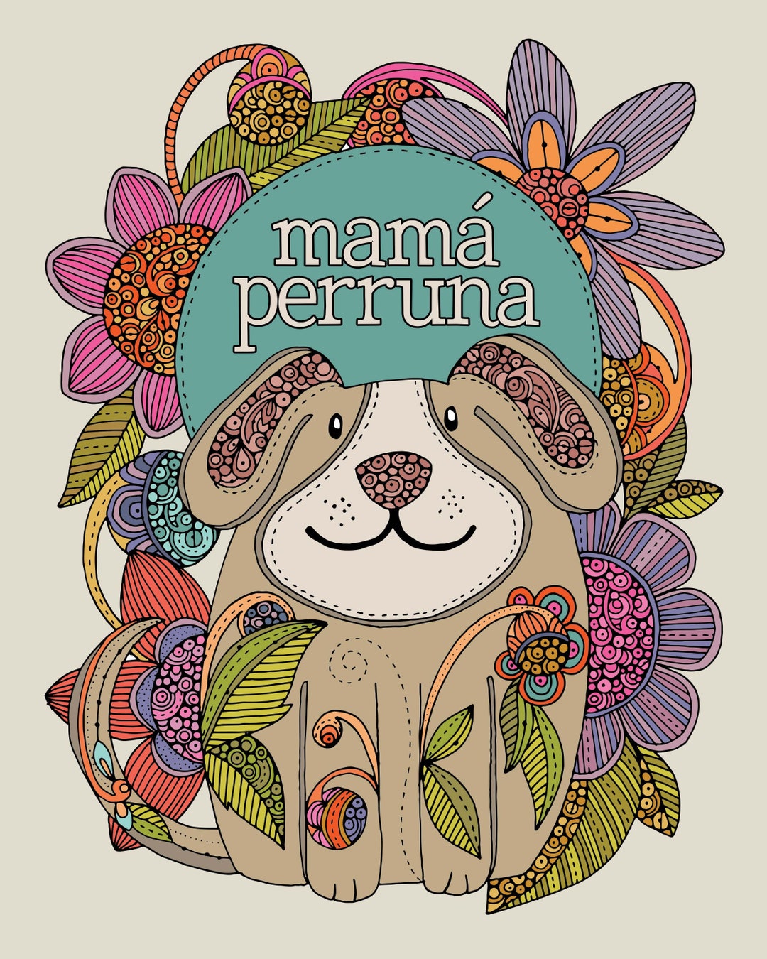 Mama Perruna Dog Mom Art Print, Floral Puppy Decor - Etsy
