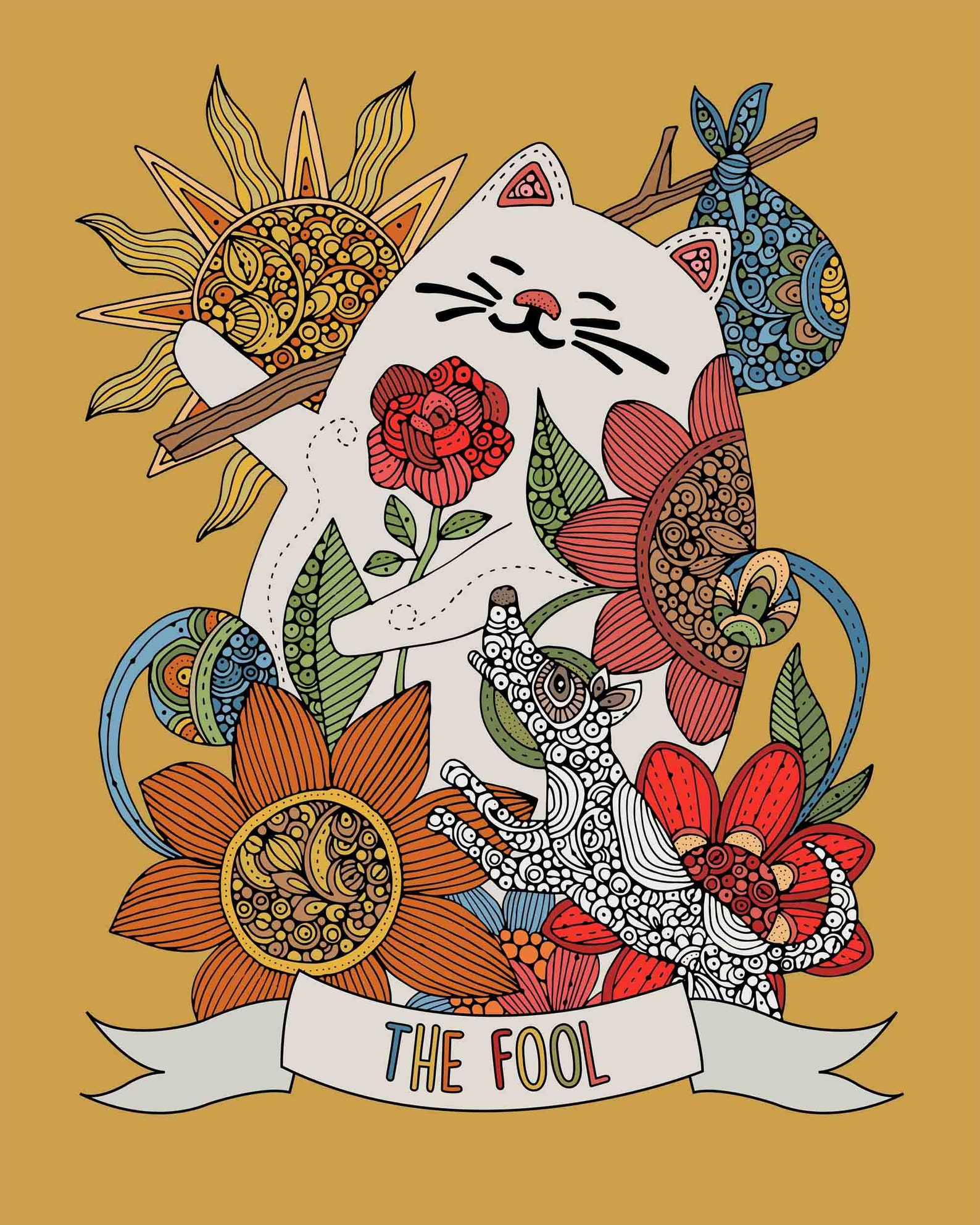 The Fool Cat Tarot El Loco the Fool Whimsical Cat Art - Etsy