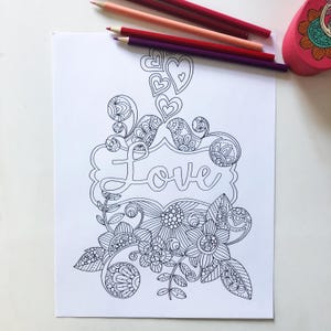 Valentine's Day- 4 Coloring Pages, INSTANT DOWNLOAD Coloring Pages ...