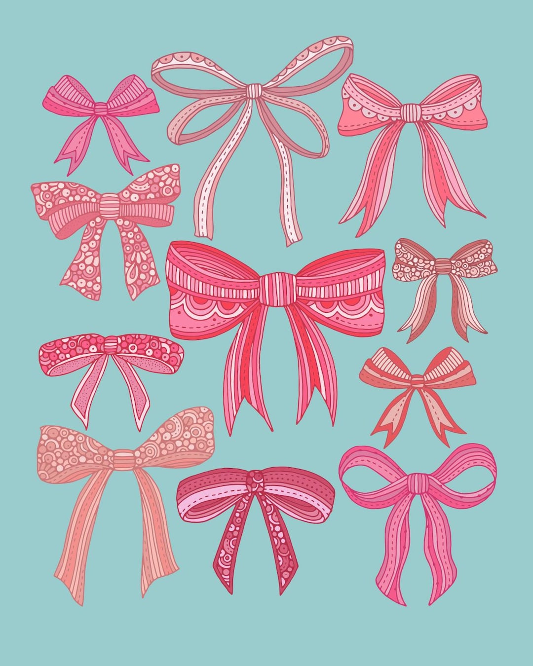 Cute Pink Bows With Blue Background - Trendy Bow - Pink Trendy Bow ...