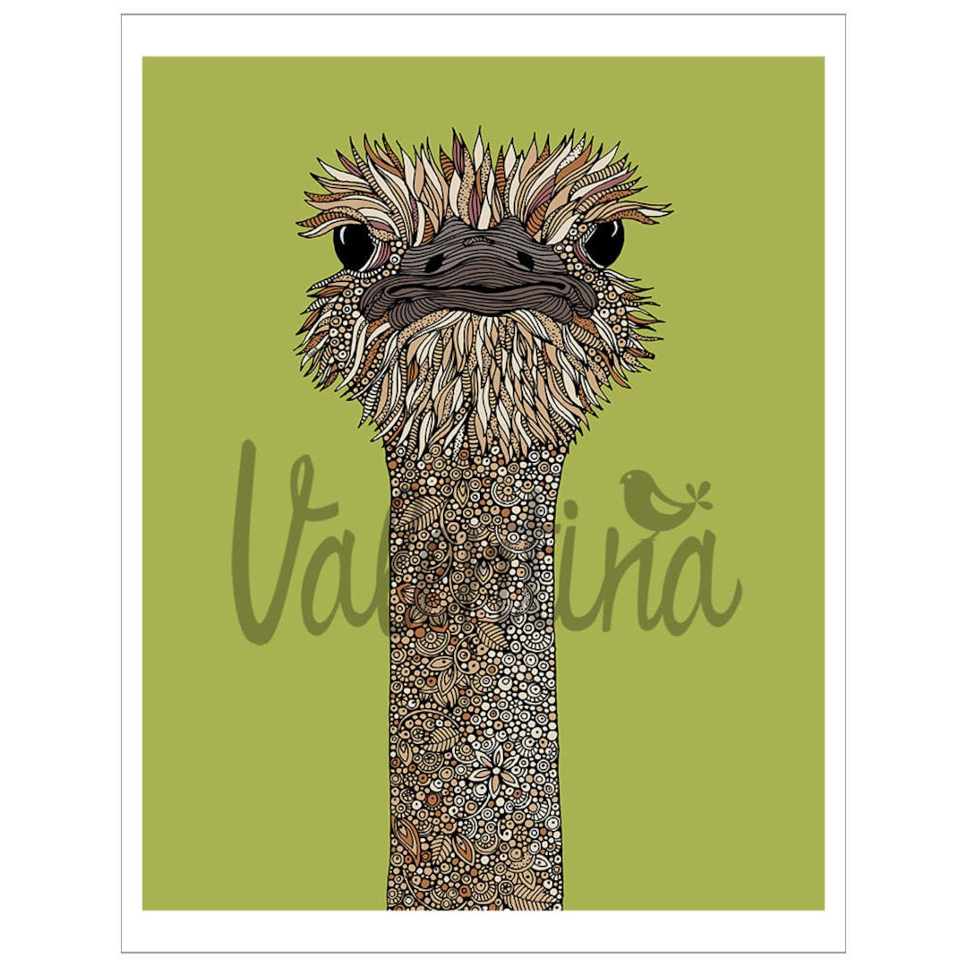 Ostrich Doodle Art Print: Whimsical Nursery Decor (8x10 Inches) - Etsy