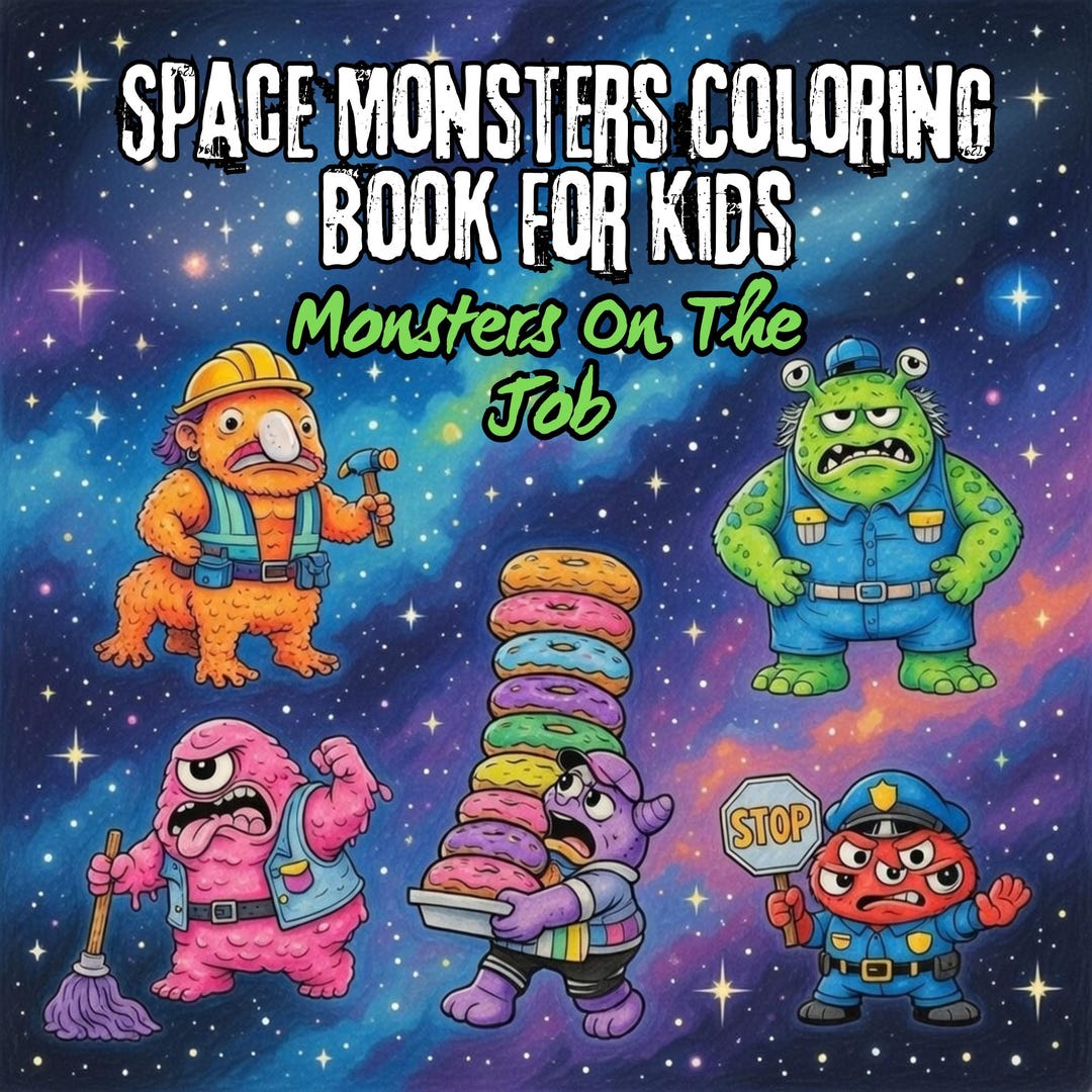 Monster Jobs Coloring Book for Kids – 35 Printable Pages (PDF Download ...