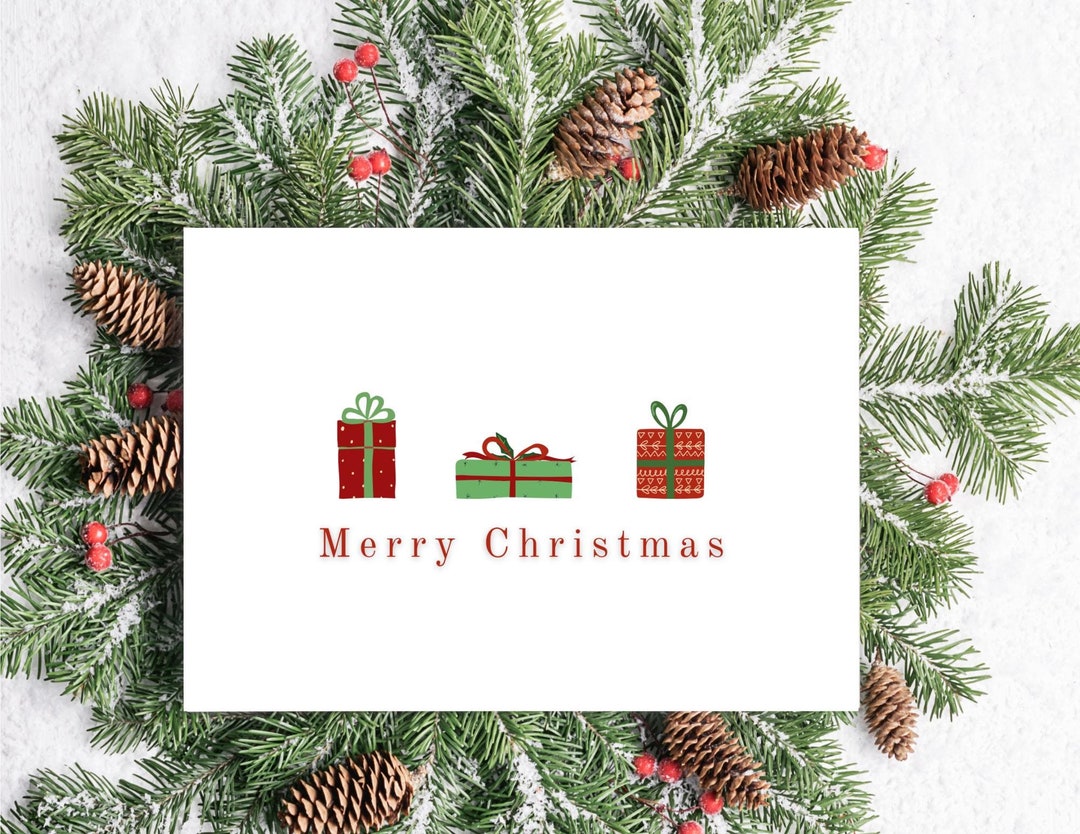 Merry Christmas Present Printable Card - Etsy