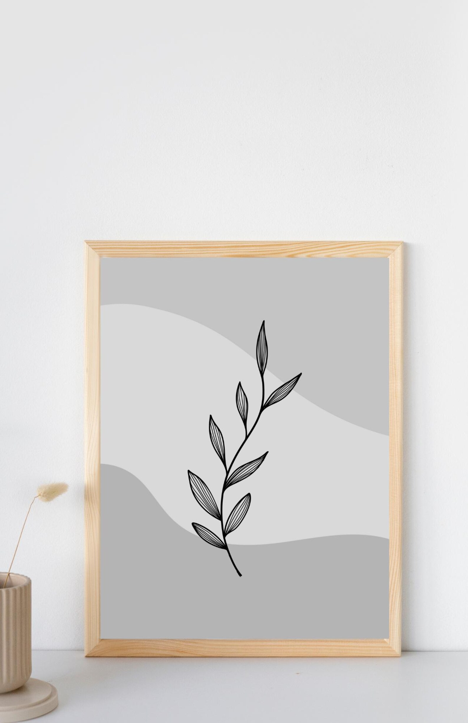 Wavy Leaf Abstract Digital Print, Wall Decor - Etsy