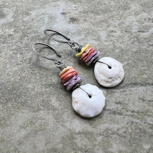 Puka Rainbow Puka Shell, Pectin Shell Heishi and Sterling Silver ...