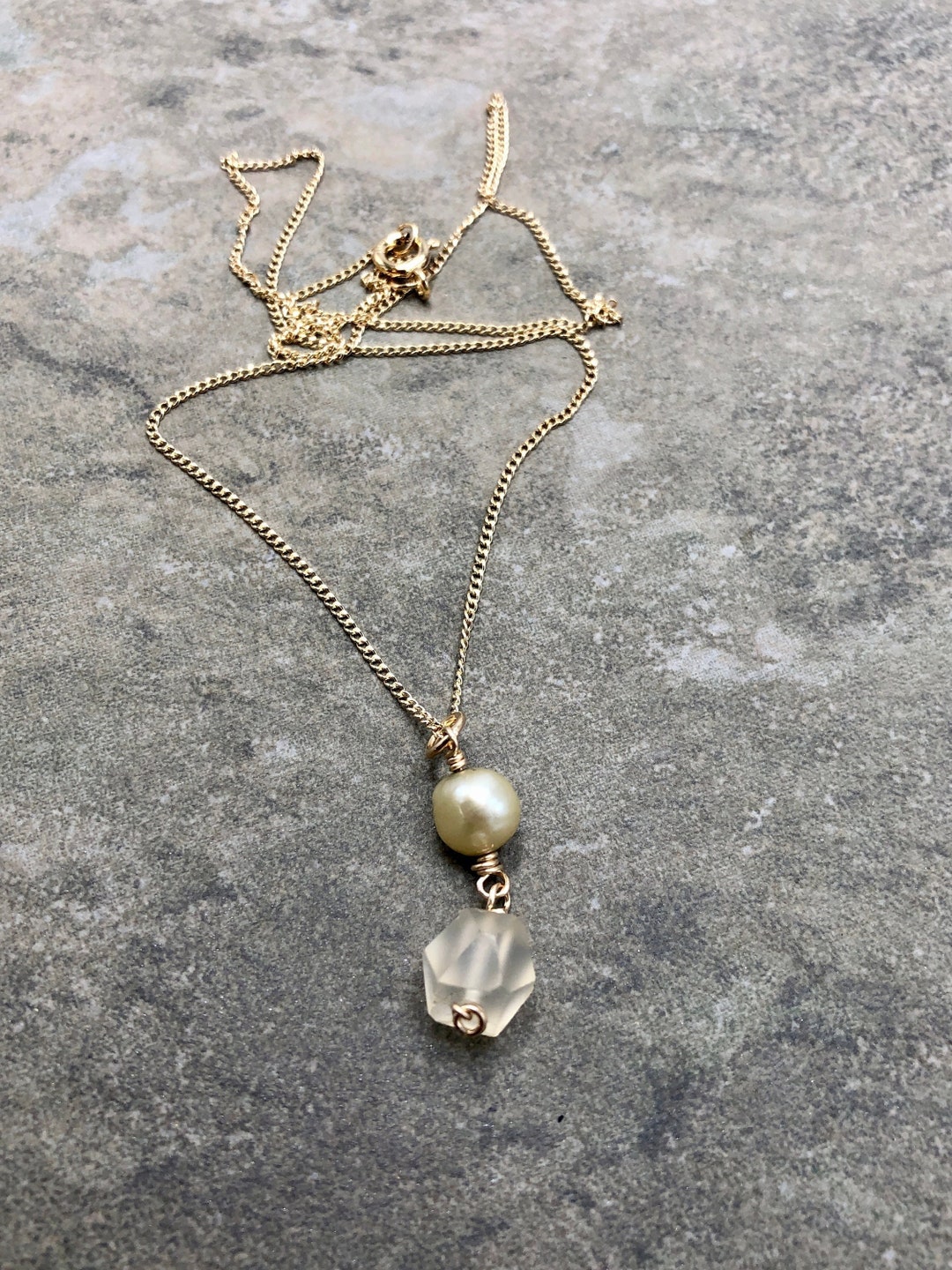 Sunlit Moon - Lemon Quartz, Freshwater Pearl and 14k Gold Fill Necklace ...