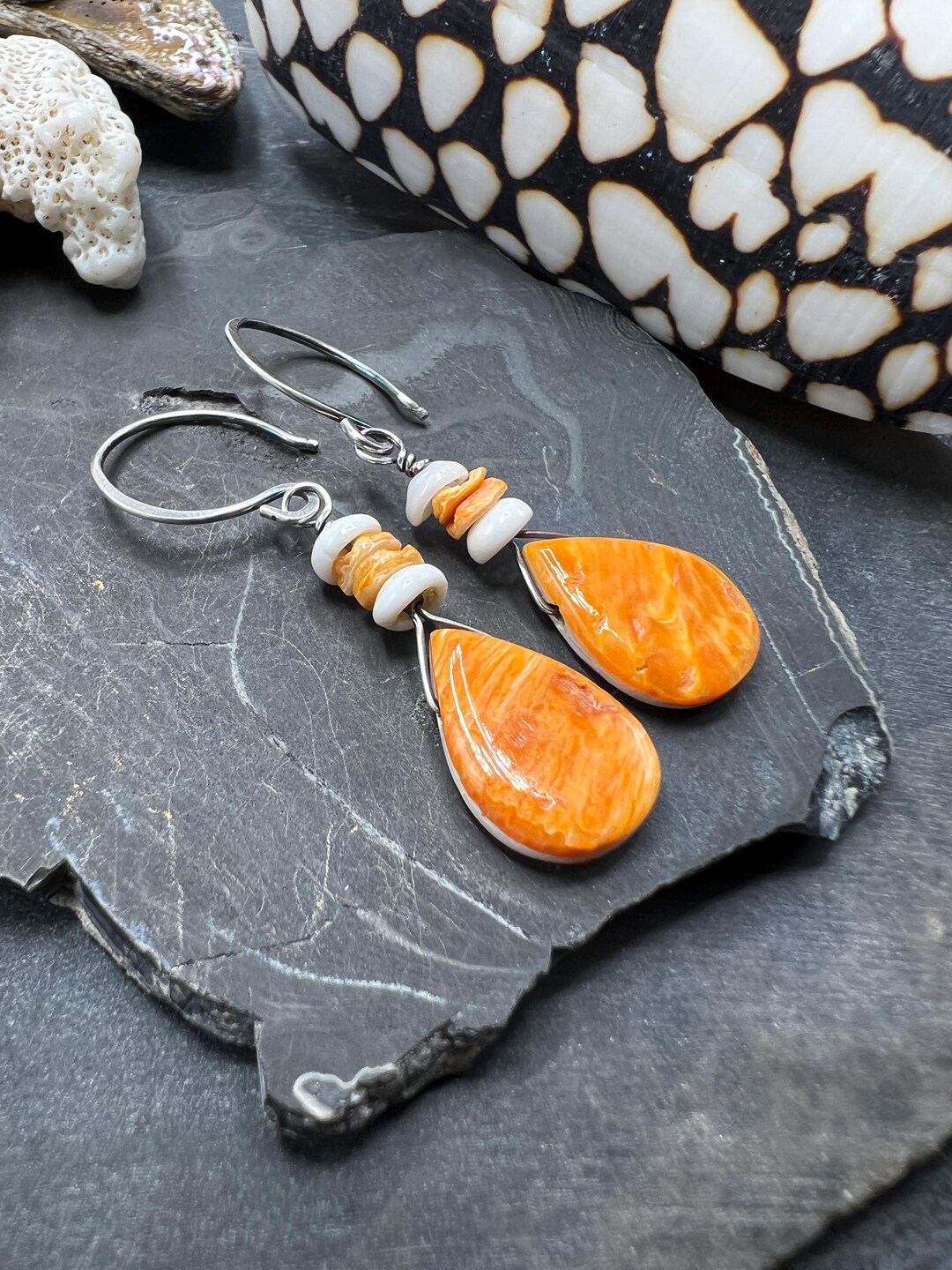 Shorebreak - Spiny Oyster, Puka Shells and Sterling Silver Earrings - Etsy