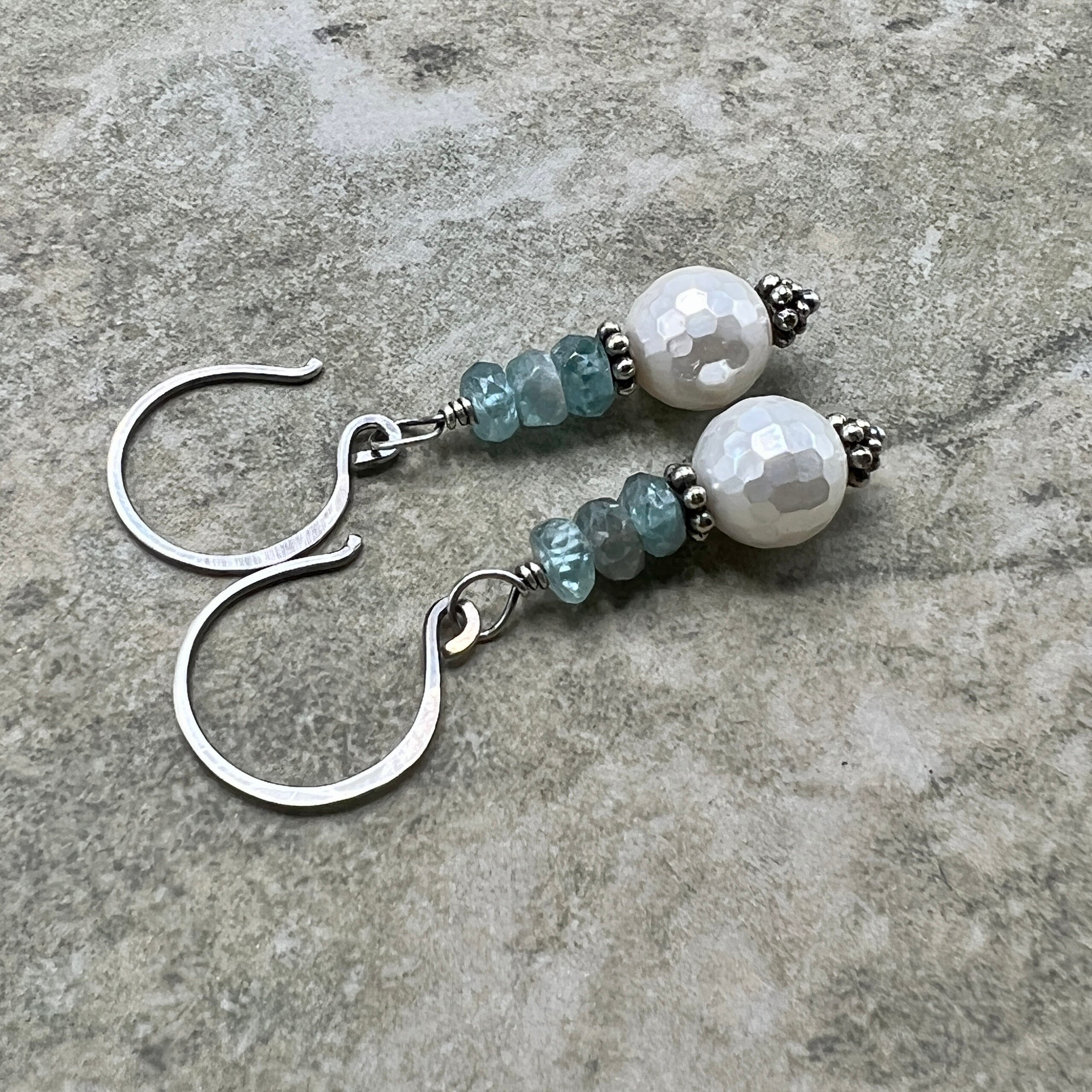 Wailea - Mother of Pearl, Apatite and Sterling Silver Earrings - Etsy