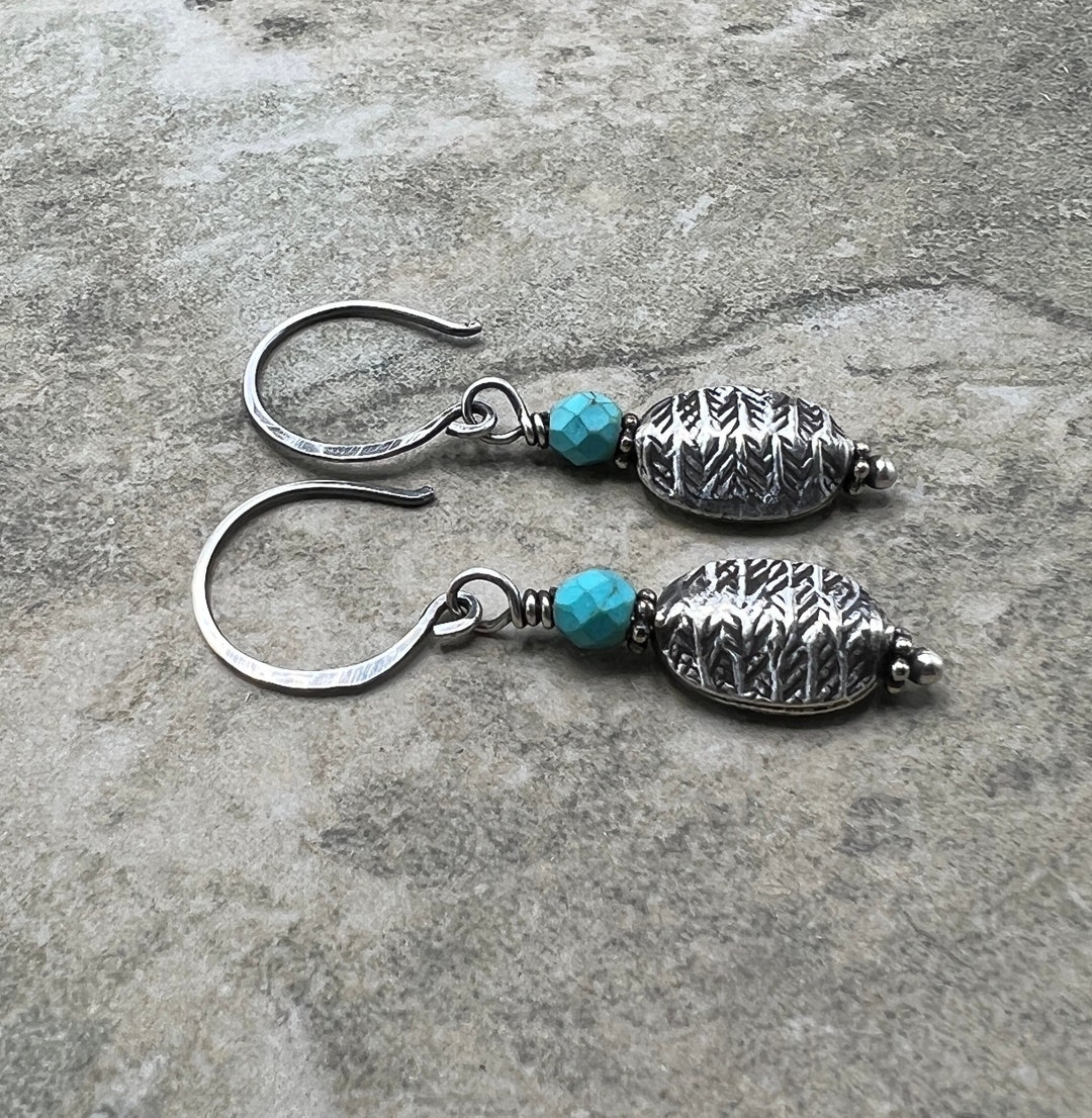Taos - Turquoise and Sterling Silver Earrings - Etsy