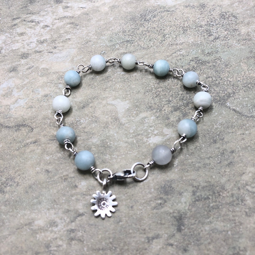 Water Drop - Matte Aquamarine and Sterling Silver Bracelet - Etsy