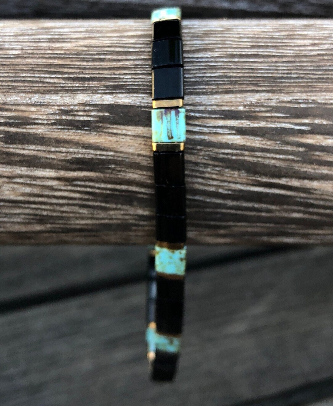 Black Sea - Colorful Tila Tile Stretch Bracelet - Etsy