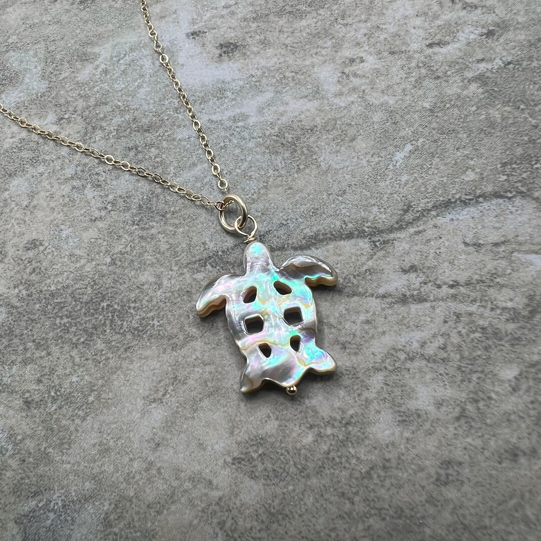 Abalone Baby Turtle Abalone and 14k Gold Filled Necklace - Etsy