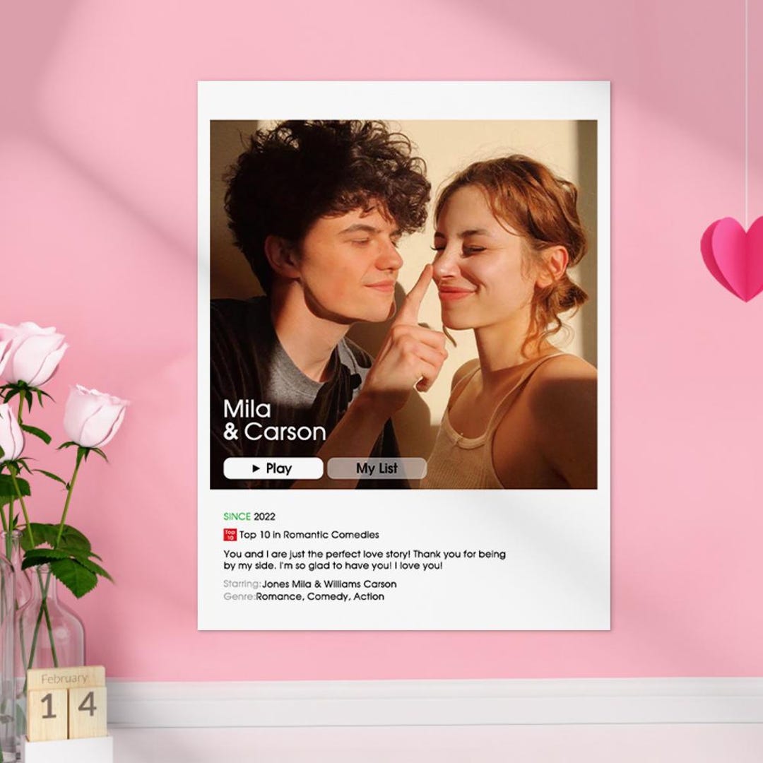Custom Movie Poster - Personalized Couple Wall Art, Romantic Photo ...