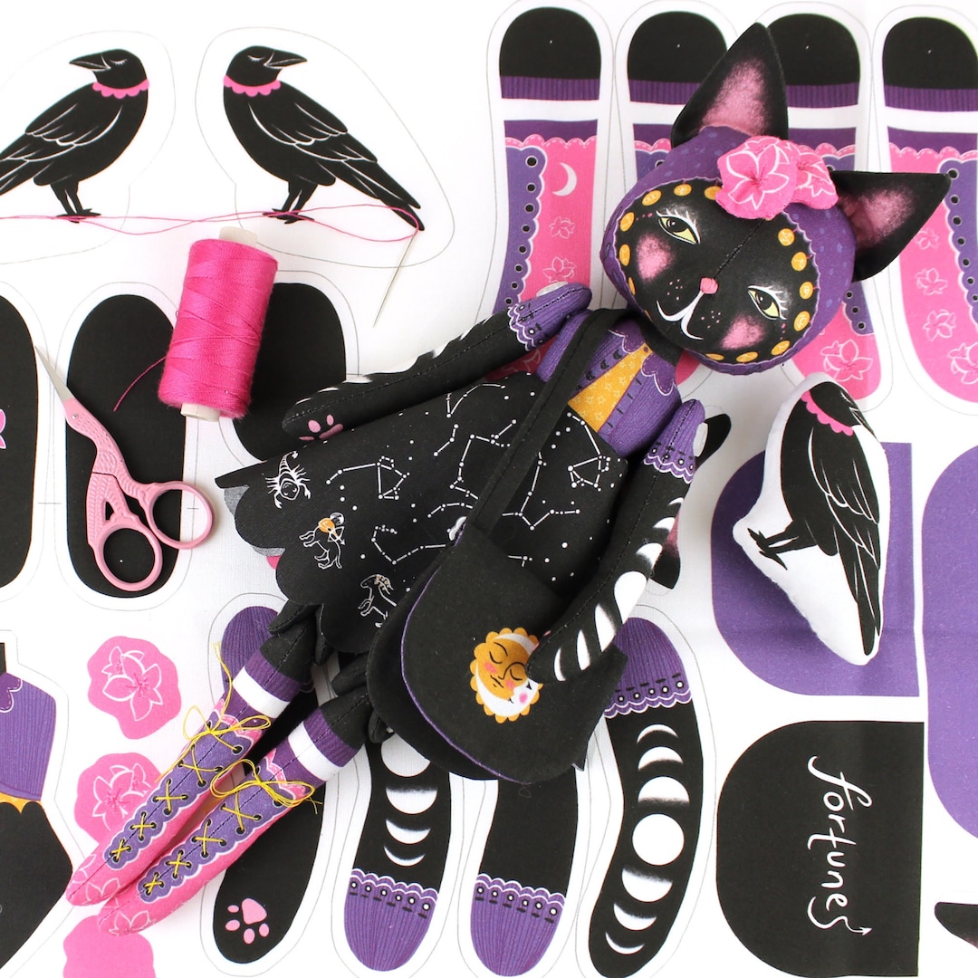 DIY Kit - Astrid the Fortune Teller Cat Doll With Fortune Telling Cards ...
