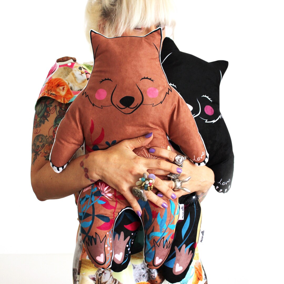 Wombat DIY KIT - Brown or Black - Cushion Softie Plush Floral - Throw ...