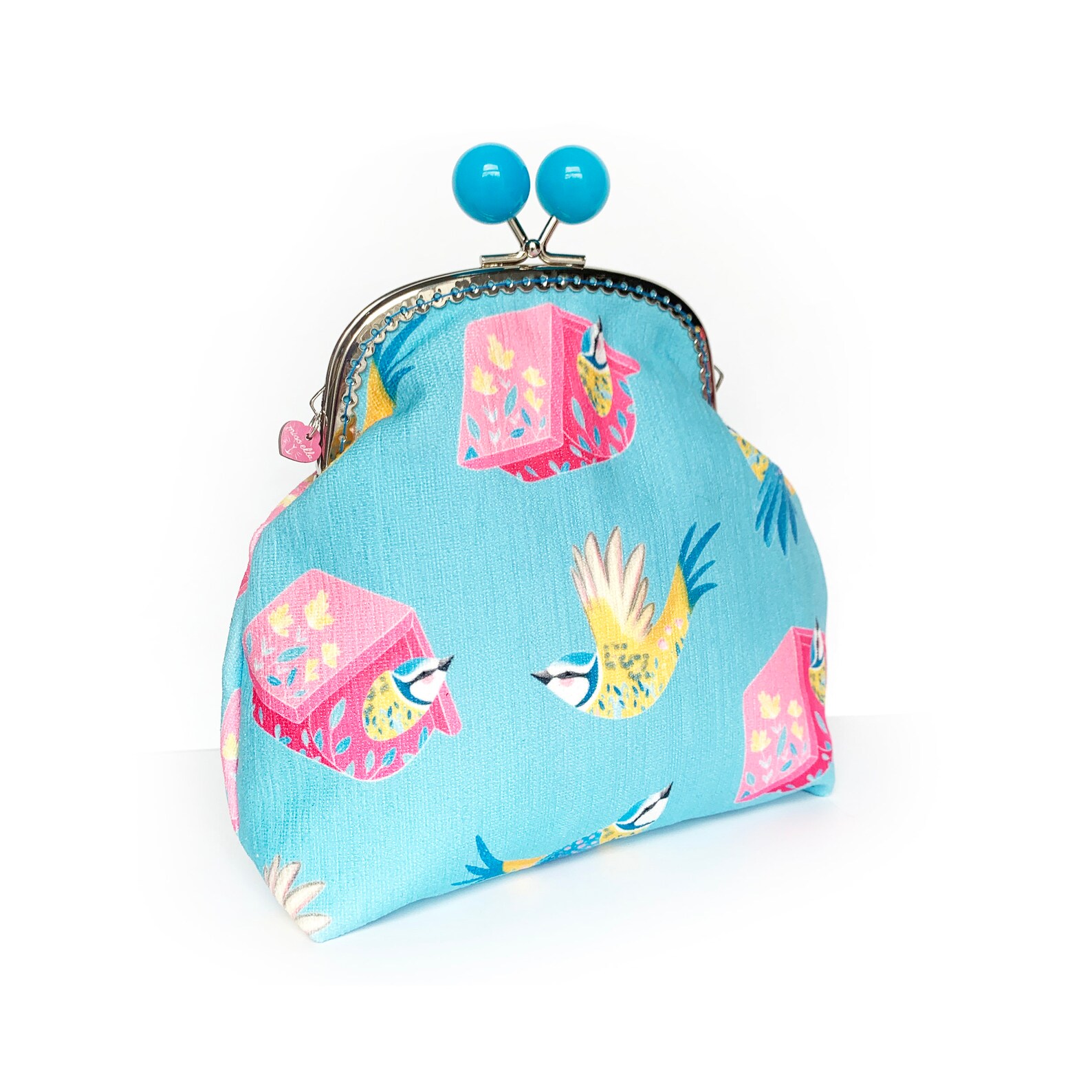 Bird purse bluetit bag clutch bobble purse blue tit bird | Etsy