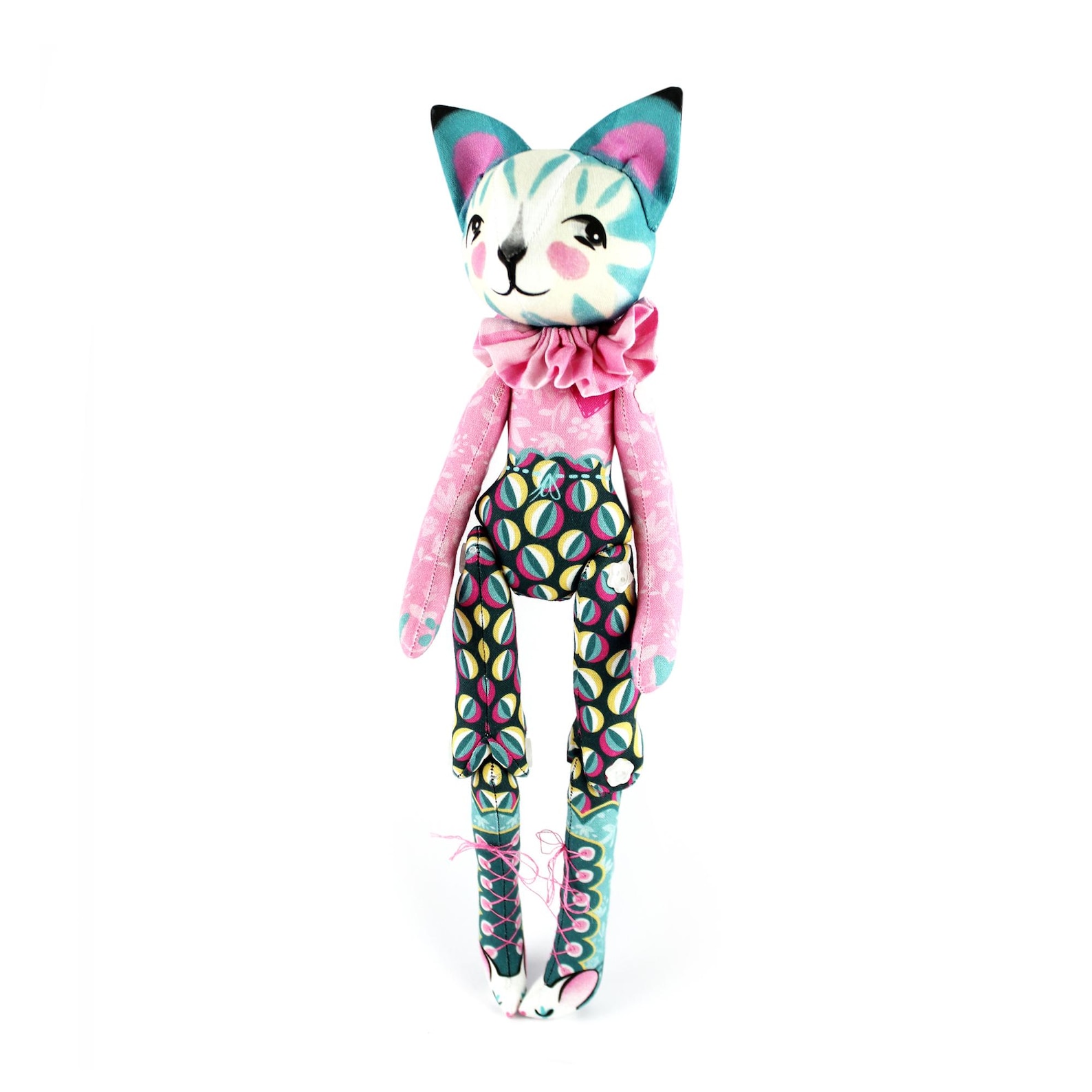 Cat Clown Dolly DIY Kit - Sewing Kit Cat Doll - STUFFING NOT Included ...