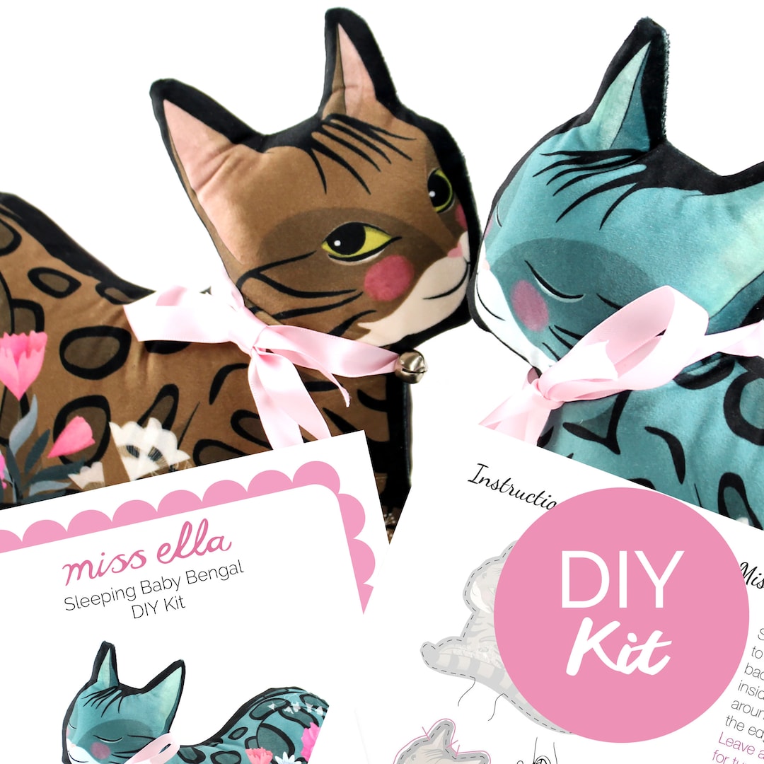 Bengal Kitten DIY Kit - Cat Sewing Kit Available in Natural Brown or ...