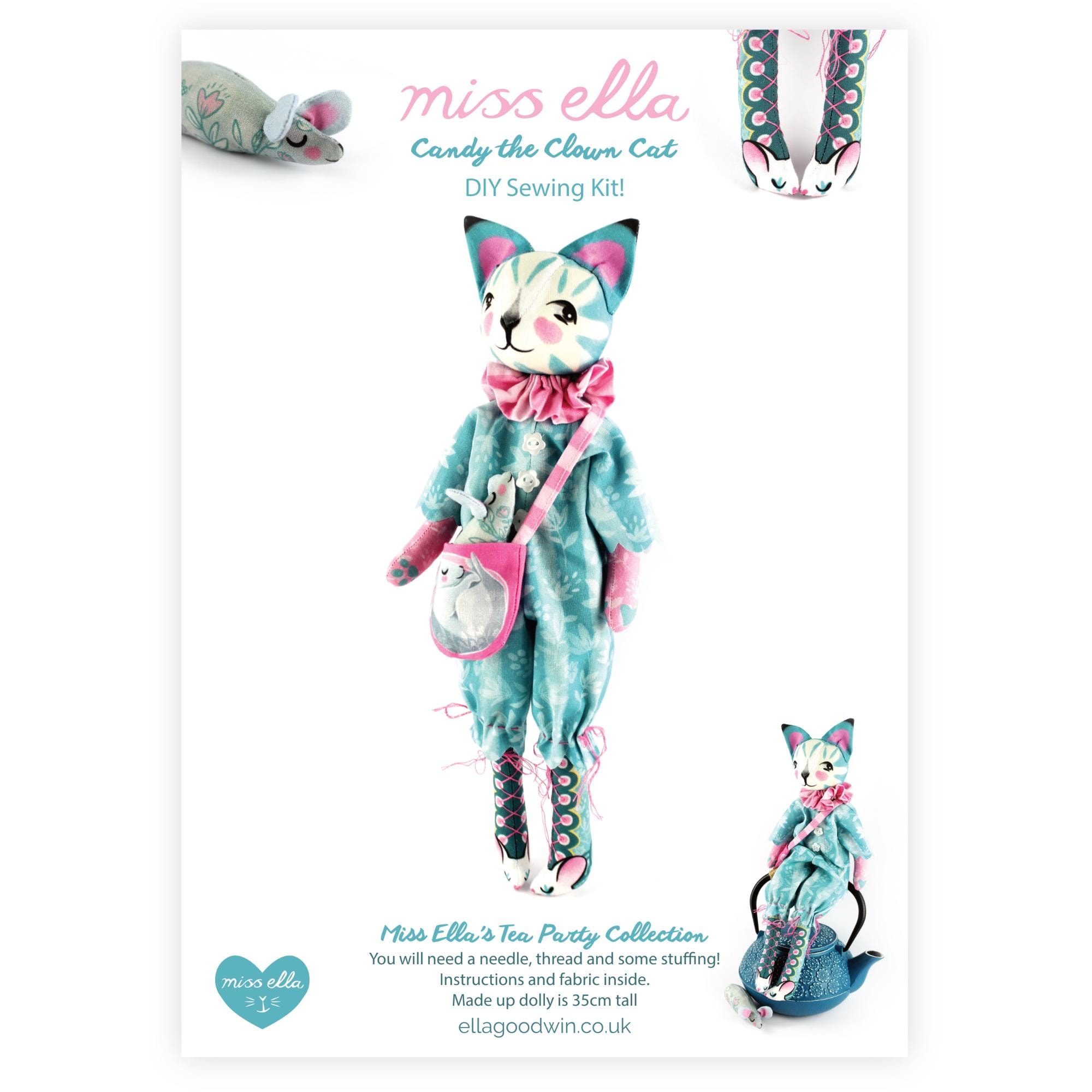 Cat Clown Dolly DIY Kit - Sewing Kit Cat Doll - STUFFING NOT Included ...