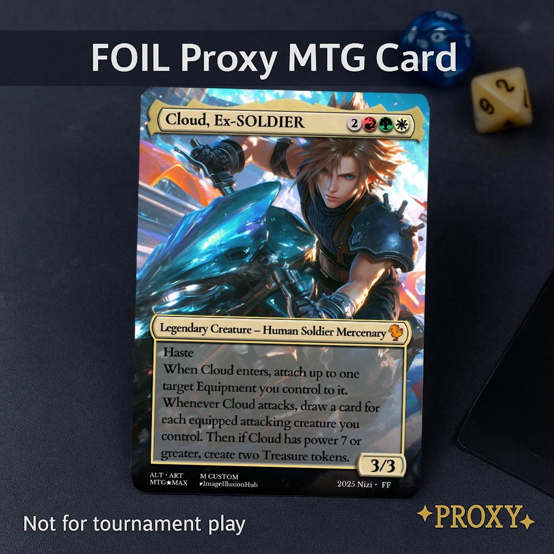 Cloud Ex-Soldier Kommandant Proxy – Final Fantasy x MTG Alt-Art Foil ...