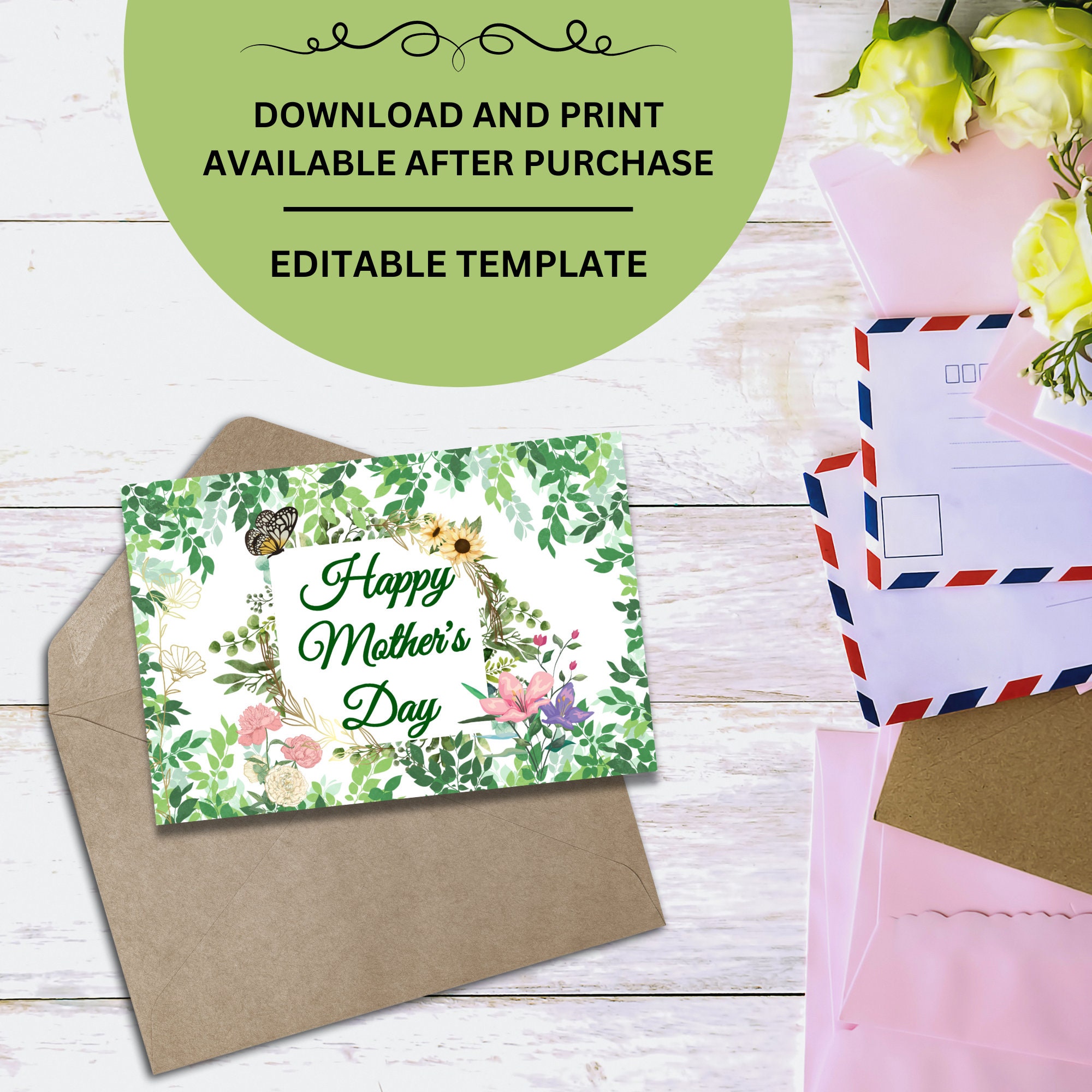 Instant Download Printable Leafy Green Garden Like Mother's Day ...
