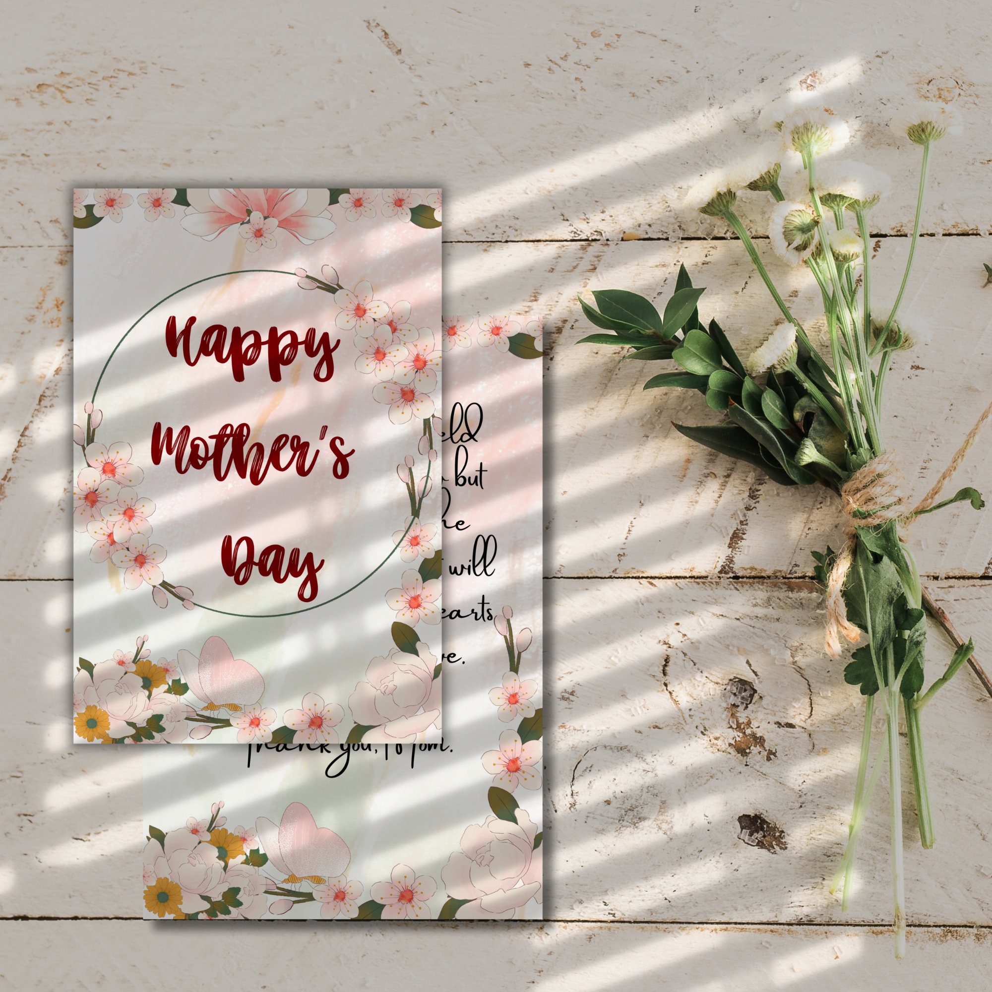Printable Floral Happy Mother's Day Greeting Card With a Message/letter ...