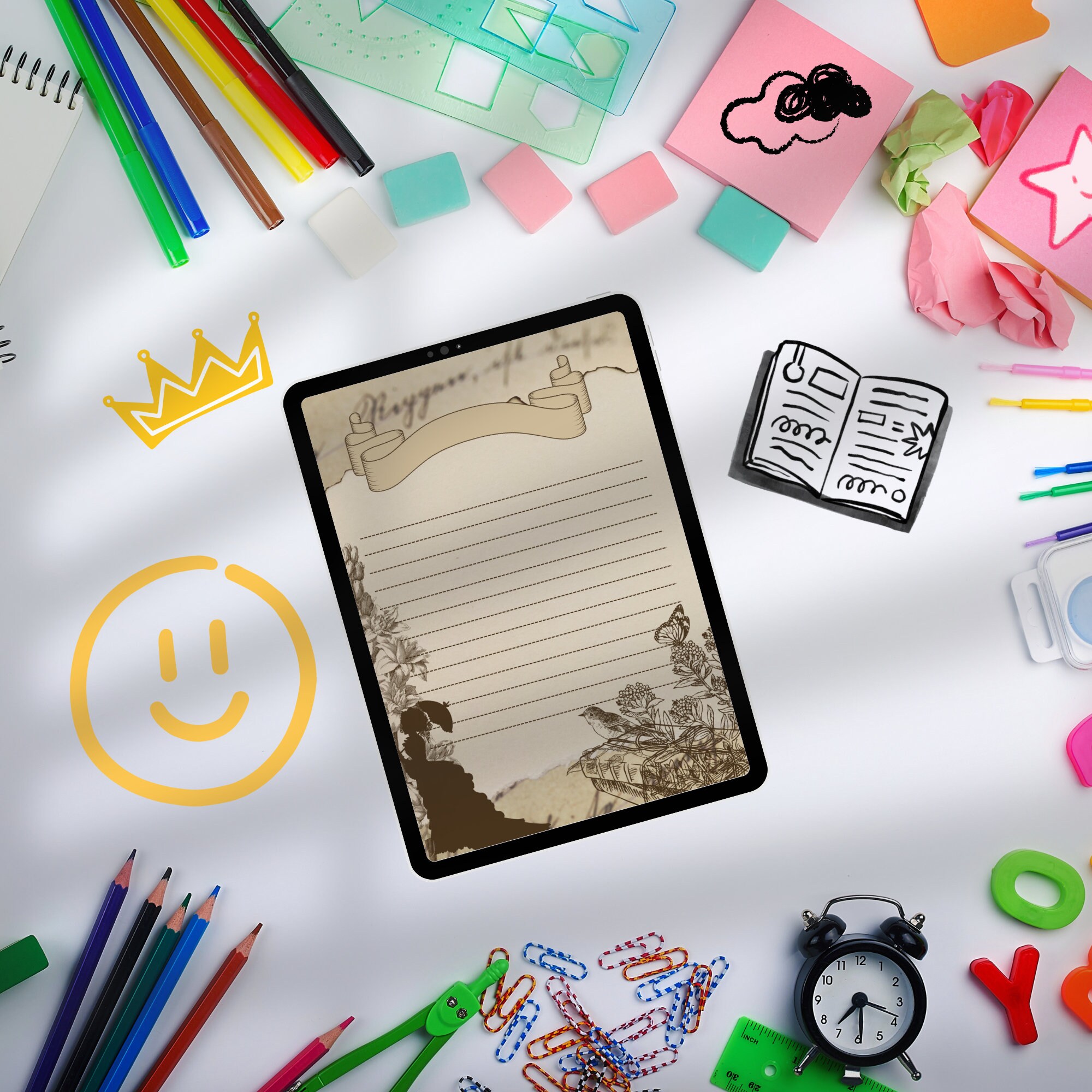 Vintage Theme Printable Notepad Template Available in 5 Sizes Instant ...