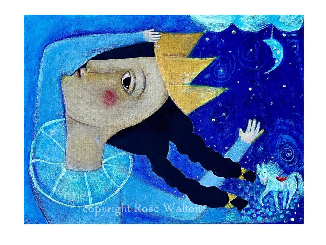Original Folk Art Painting the Further Escape From A Carousel by Rose ...