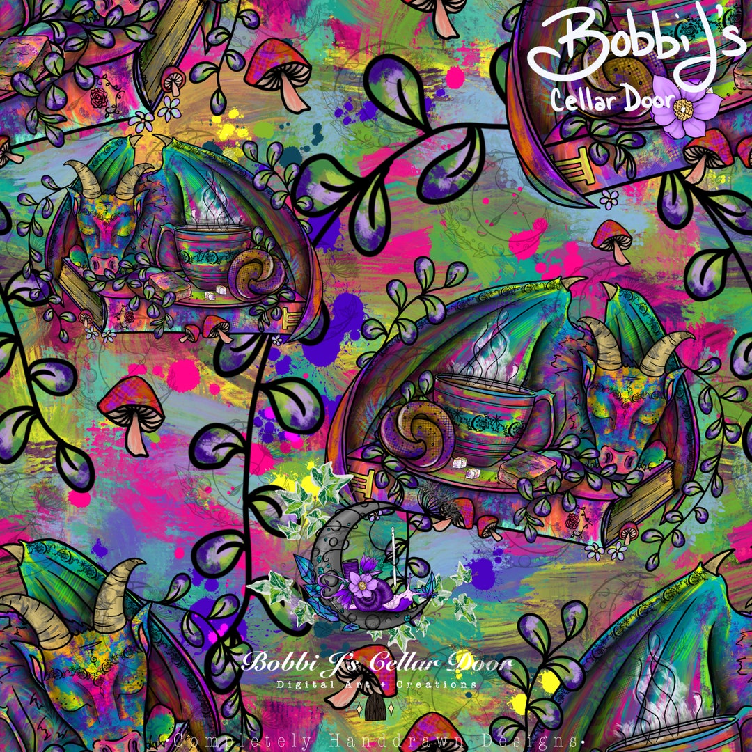 Cottagecore Dragon Seamless Design the Painted Dragon Digital Seamless ...