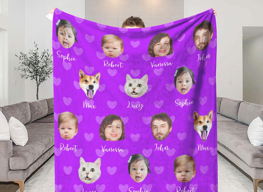 Custom Face Blanket, Personalized Photo Blanket, Blanket With Pictures ...