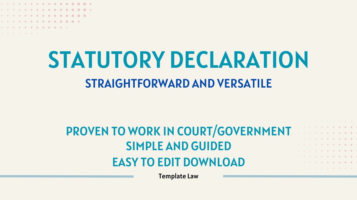 Statutory Declaration Template - Etsy UK