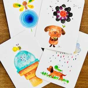 Watercolor Animal Notecard Set – Bug, Dog Art Cards - Etsy