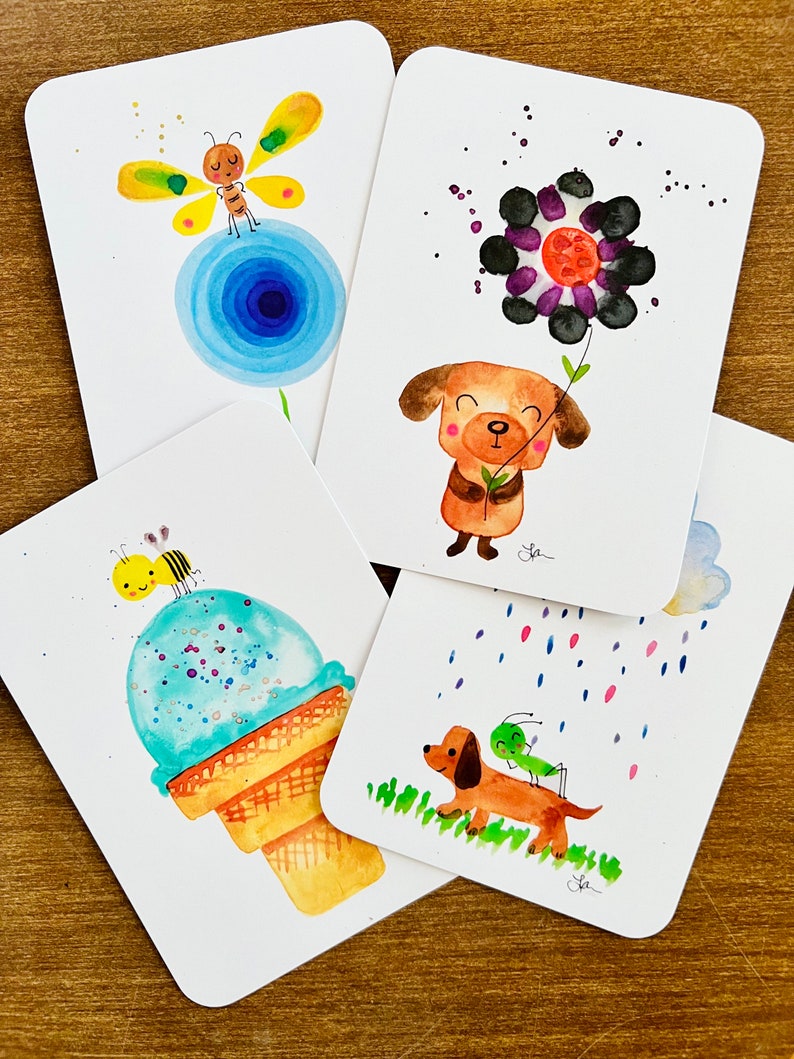 Cute Animal Card Set of 8 One Sided Flat Boxed Notecards With Envelopes ...