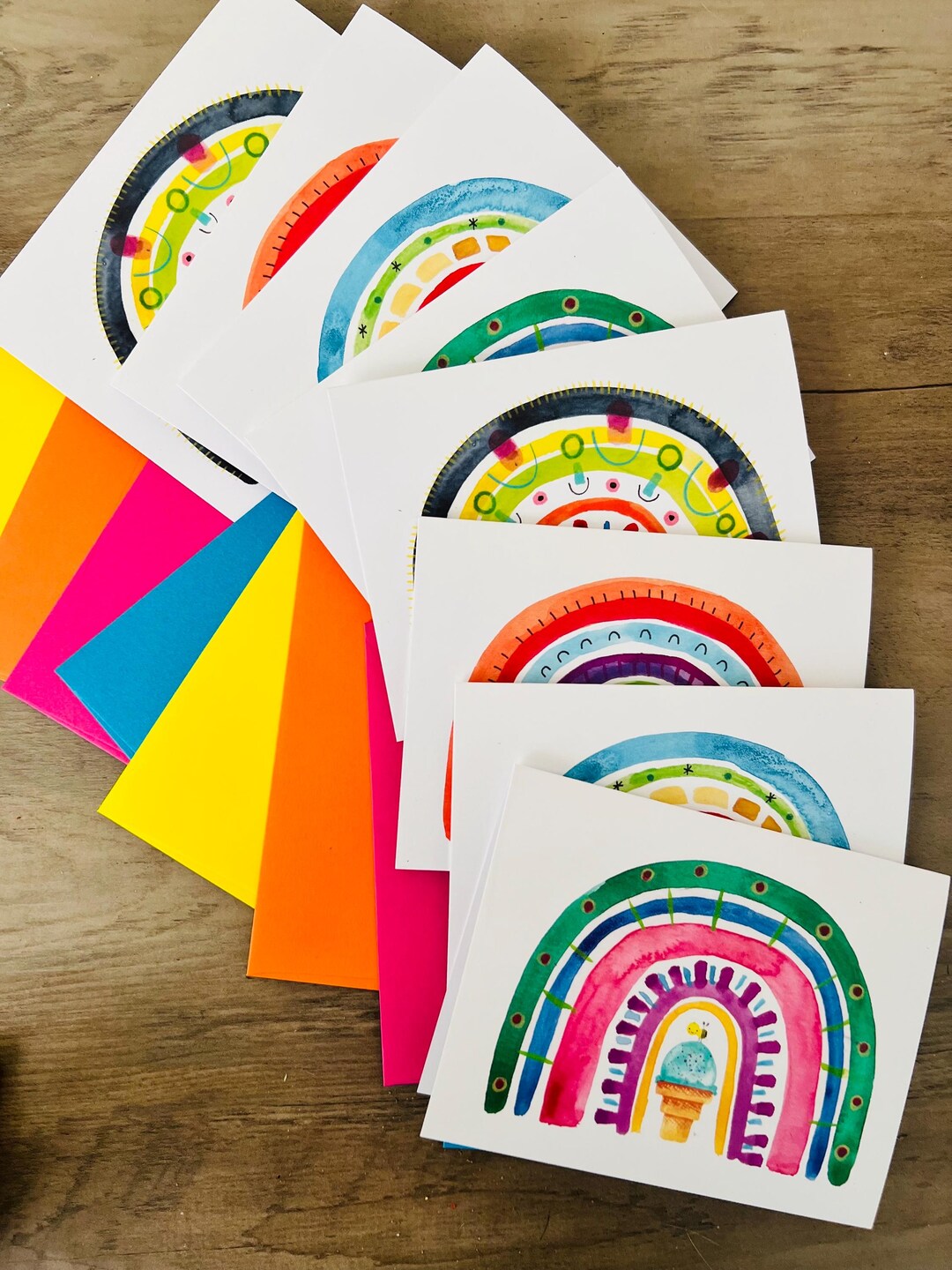 Rainbow Watercolor Card Set: Friendship Thank You Notes - Etsy