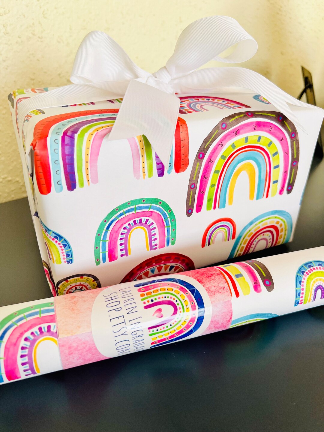 Rainbow Gift Wrap Colorful Gender Neutral Wrapping Paper Artist Made ...