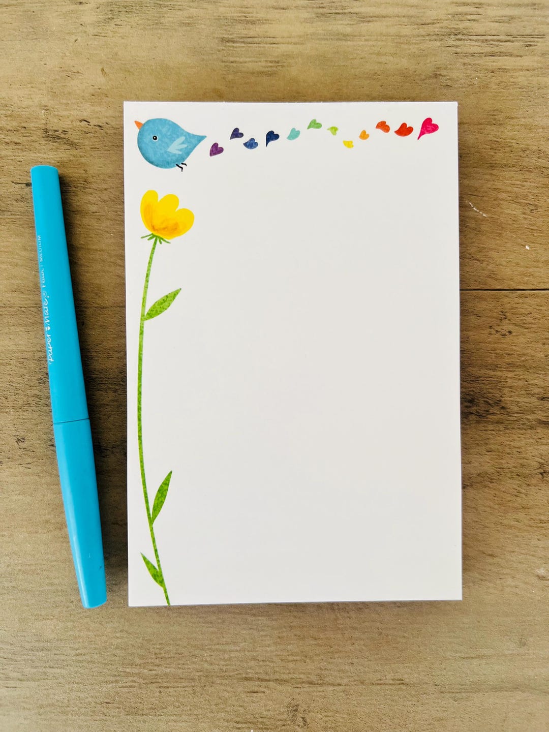 Peace Bird Rainbow Hearts Notepad 100 Sheets of Colorful Fun - Etsy