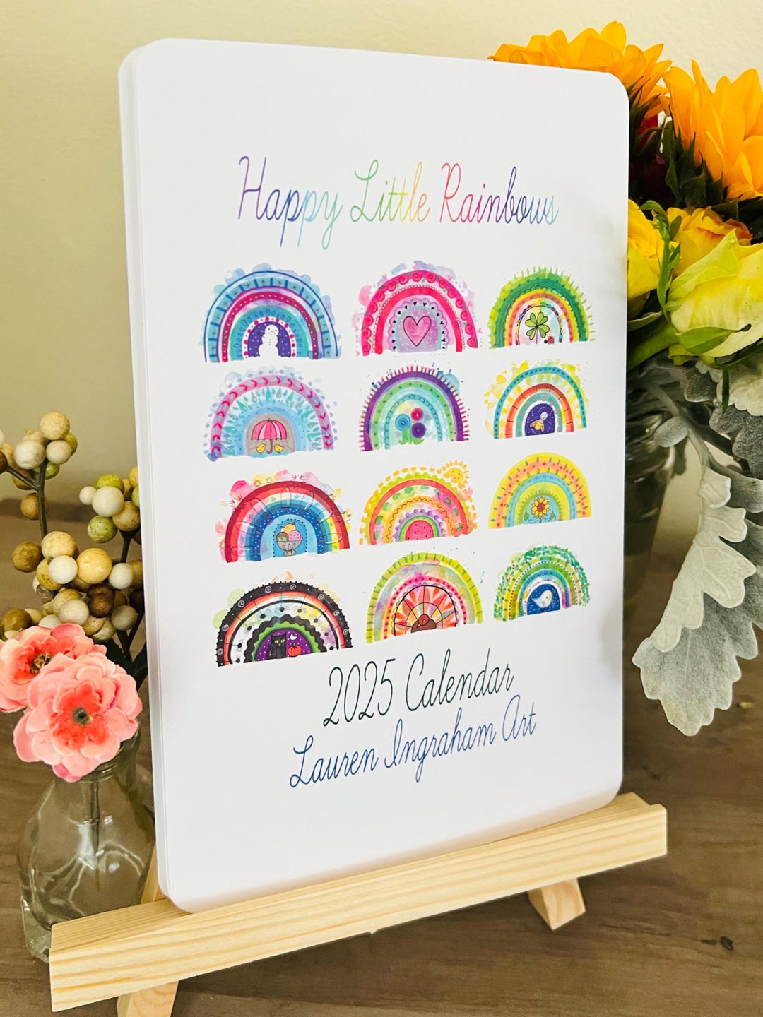 2025 Happy Little Rainbows Desk Calendar by Lauren Ingraham Colorful ...