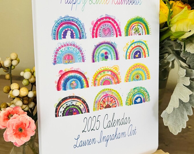 2025 Happy Little Rainbows Desk Calendar by Lauren Ingraham Colorful ...