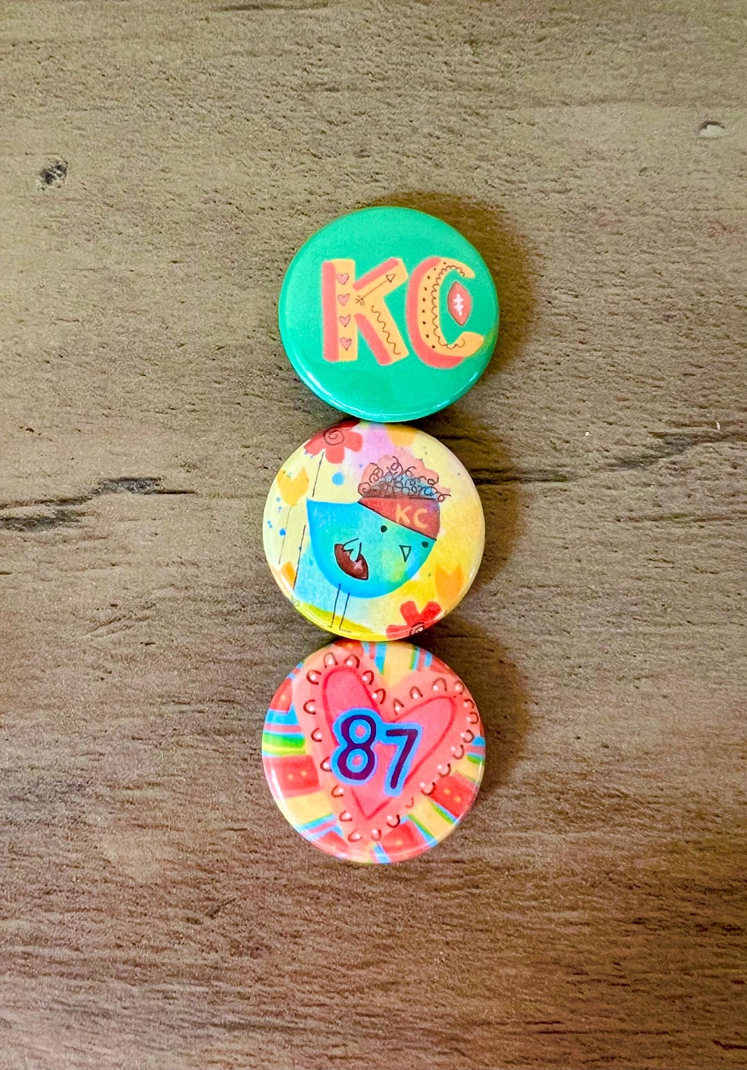 Chiefs KC Mahomes Kelce Button 3 Pin Set Pin Back Colorful Original ...