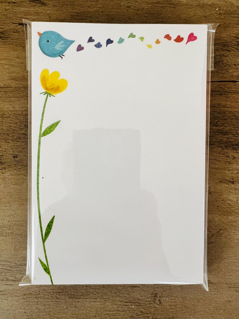 Peace Bird Rainbow Hearts Notepad 100 Sheets of Colorful Fun - Etsy