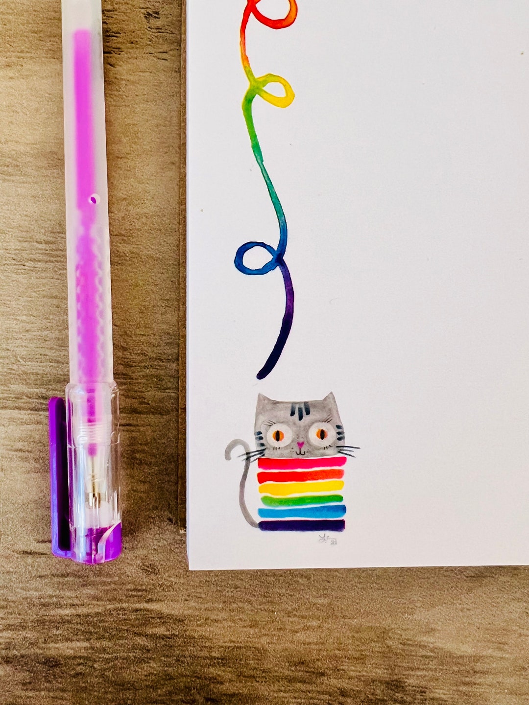 Rainbow Cute Cat Notepad Yarn 100 Sheets 4"x6" Lauren Ingraham Original ...