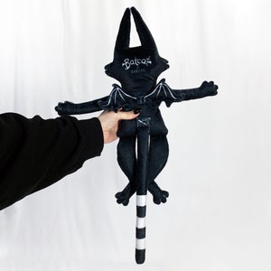 Stuffy Batcat - Soft Black and White Monster Cat Plush Doll With Baby ...