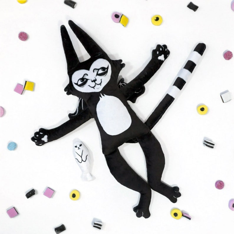 Stuffy Batcat Soft black and white monster cat plush doll | Etsy