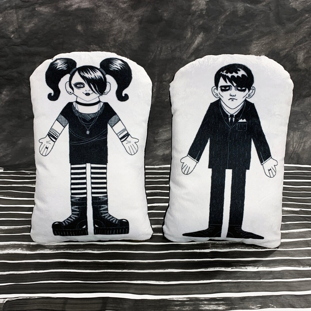 Goth Boy Goth Girl Pillows, Spooky Gothic Couple Made From Super Soft ...