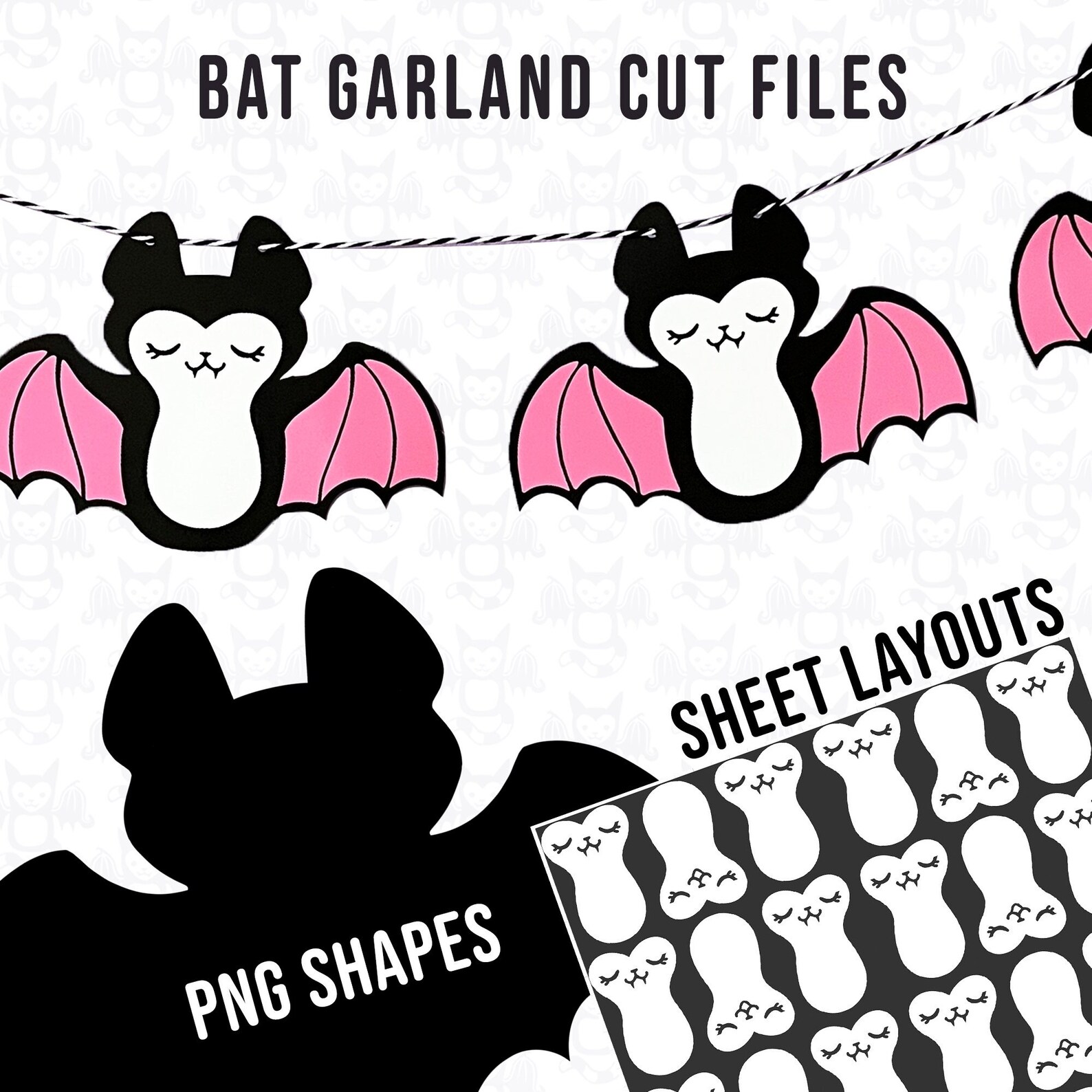 Bat Garland Digital Project - Make Your Own Paper Bat Garland for ...